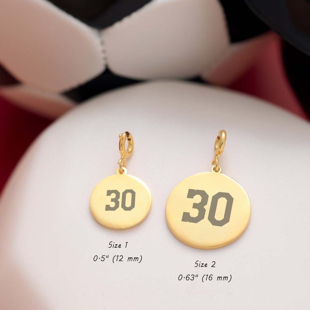 Number 30 Necklace Charm, 14K Solid Gold, Sterling Silver, Custom ...