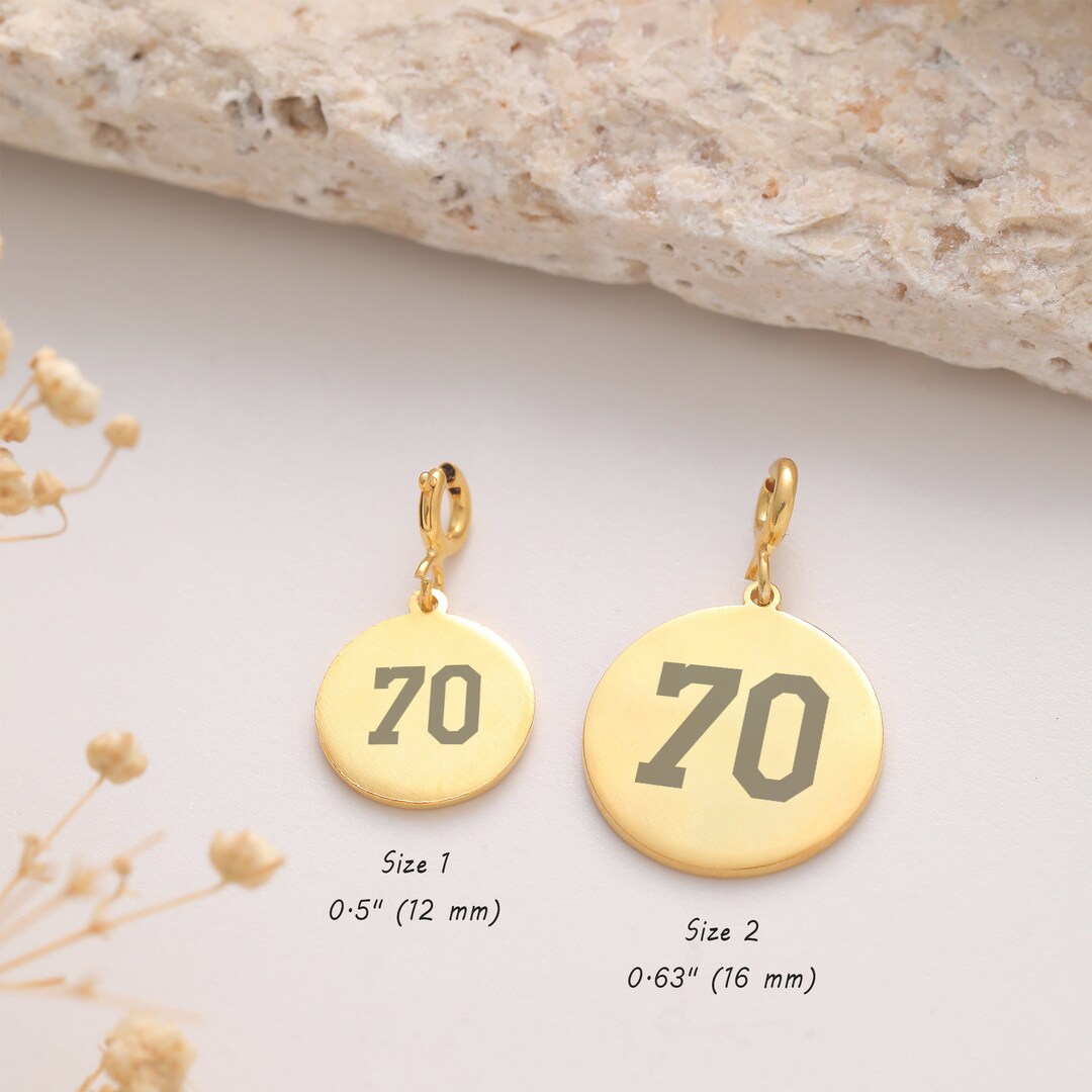 Number 70 Necklace Charm, 70 Year Old Birthday Gift, 70 Years of Being ...