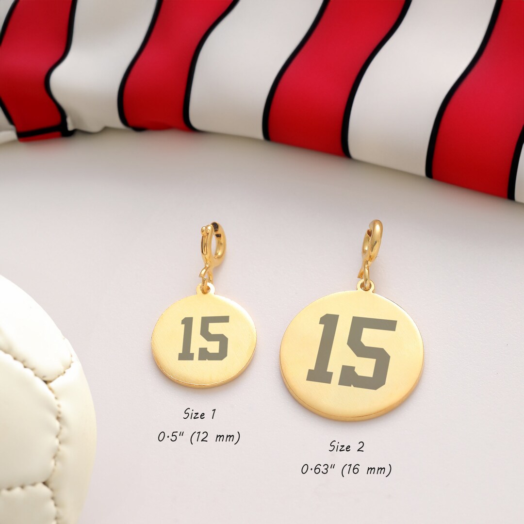 Number 15 Necklace Charm, Volleyball Necklace, Softball Charm, Custom ...