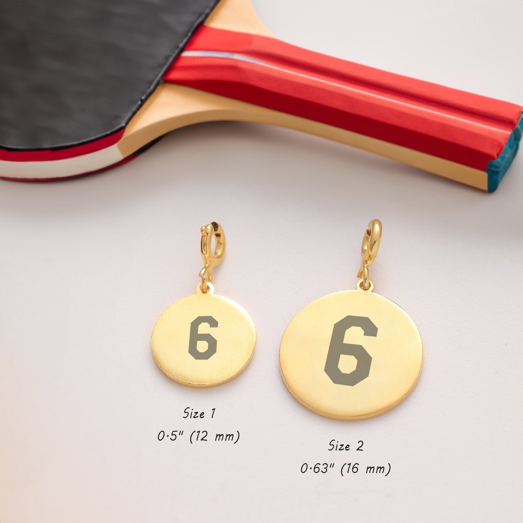 Number 6 Necklace Charm, Pingpong Necklace, Table Tennis Charm, Custom ...