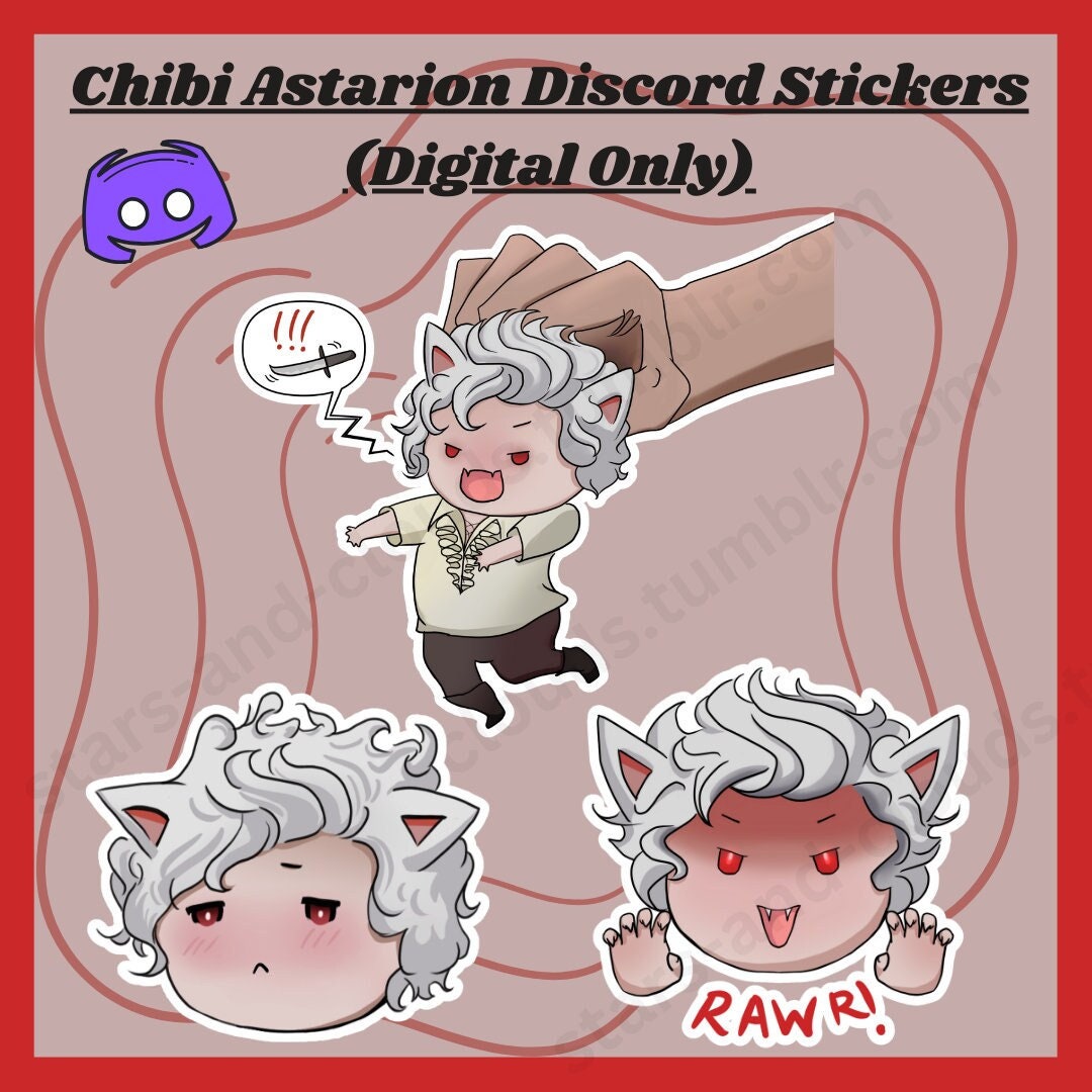 Chibi Astarion Stickers for Discord Servers digital Only. Instant ...