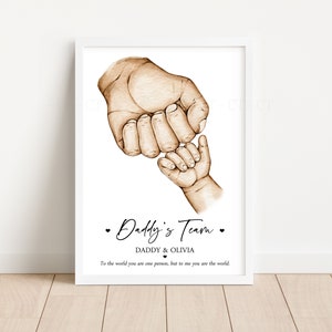 Personalised Family Daddy's Team Print Fist Hands up to 5 Children ONLY ...