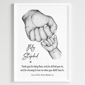 Personalised Family Step Dad's Team Print Fist Hands up to 4 Children ...