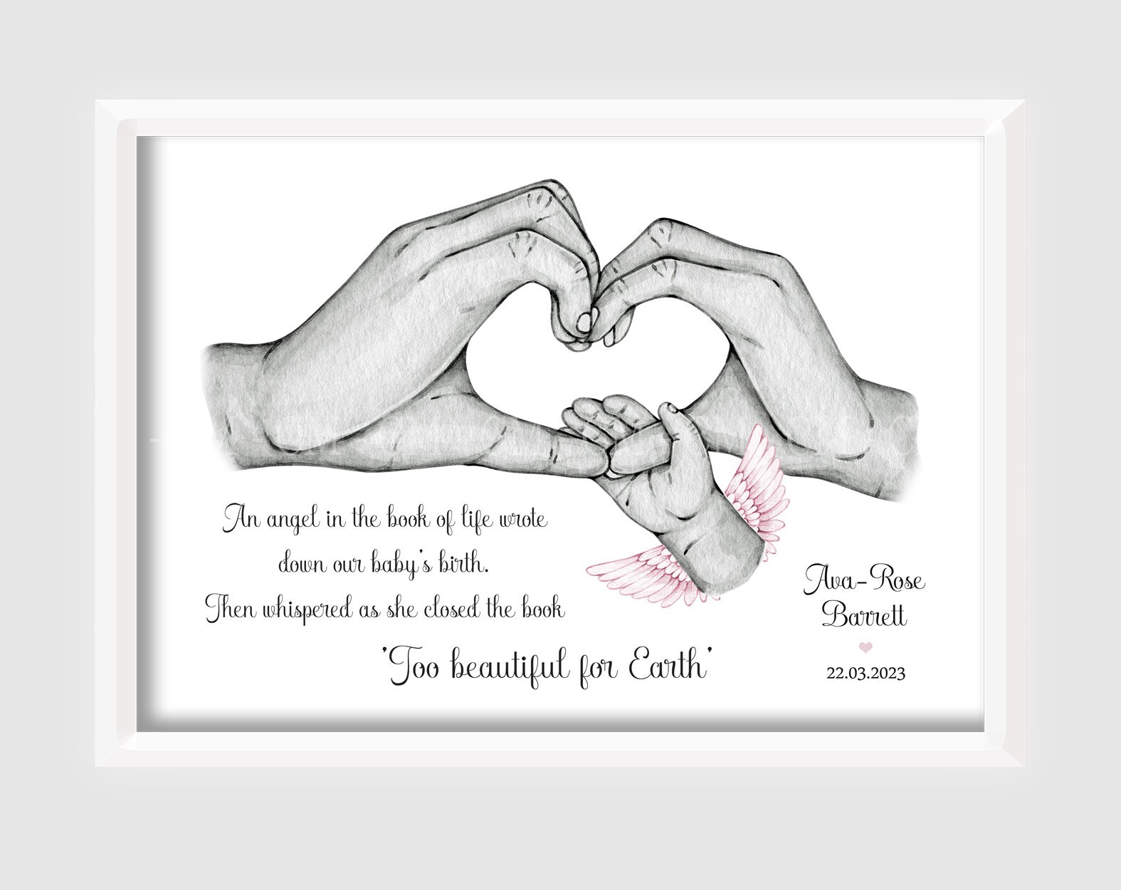 Personalised Family Print Birth Hands Baby Loss Angel Wings - Etsy