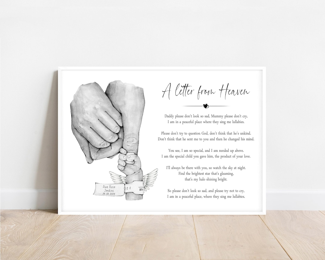 Personalised Family Poem 2 Print Birth Hands Baby Loss Angel Wings ...