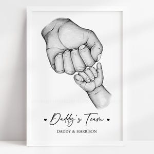 Personalised Family Daddy's Team Print Fist Hands up to 5 Children ONLY ...