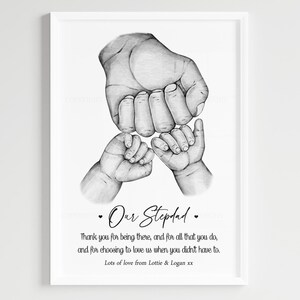 Personalised Family Step Dad's Team Print Fist Hands up to 4 Children ...