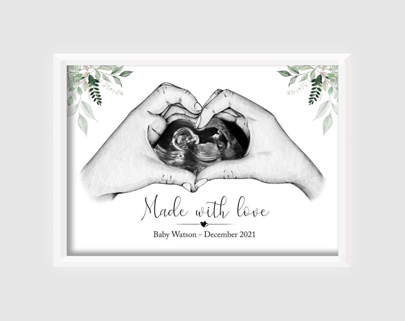 Personalised Pregnancy Scan Print Gift | Baby Mummy Daddy to Be Hands ...