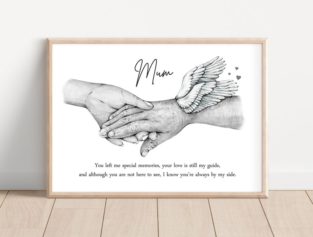 Personalised Memorial Mum Print | 2 Hands ONLY! | Unframed ...