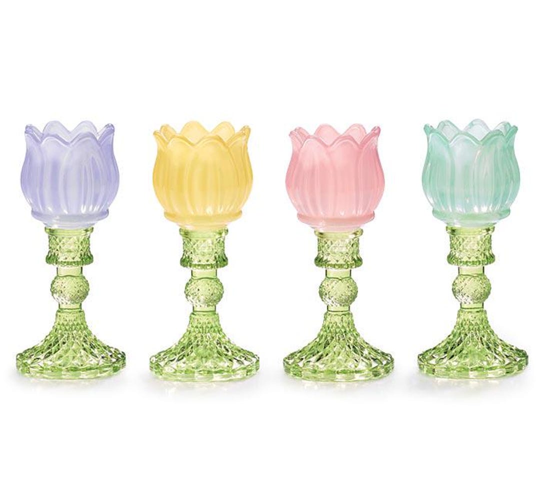 Spring Glass Tulip Tea Light Holder Set of 4 - Etsy