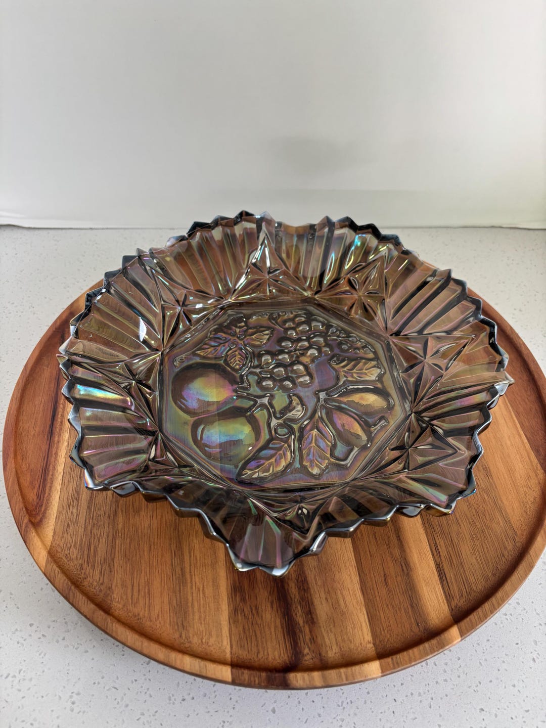 Vintage Federal Depression Carnival Glass Iridescent Smoke Gray Bowl - Etsy