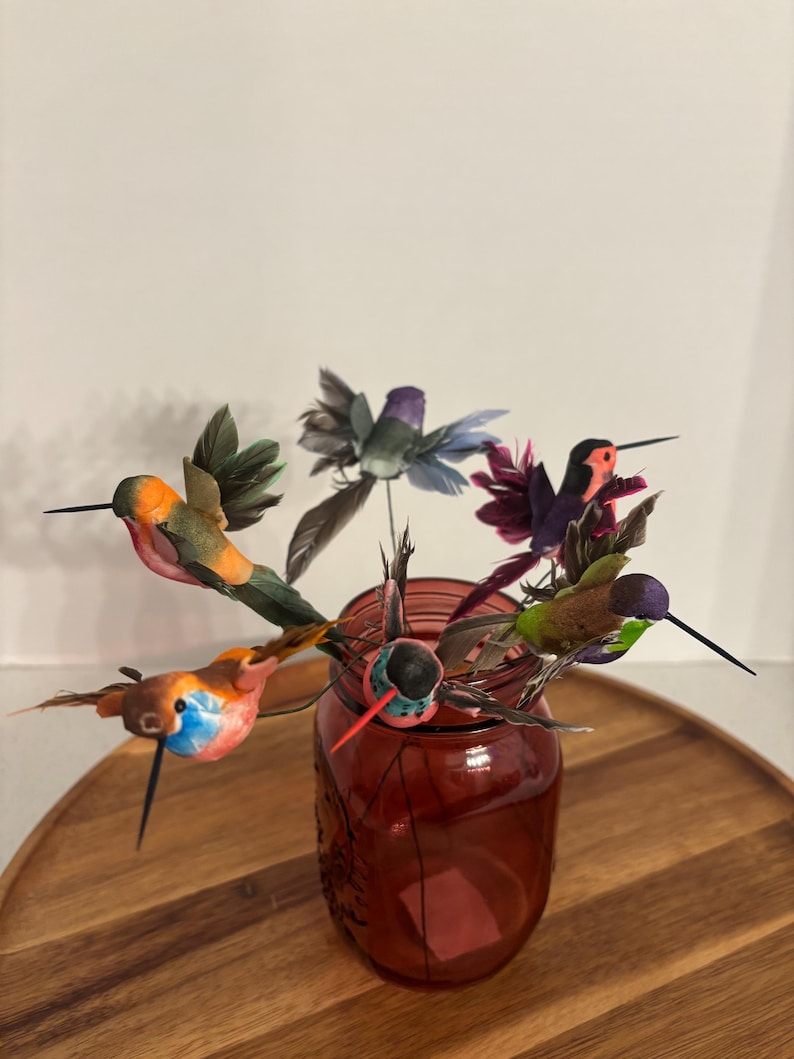Spring Summer Natural Hummingbird Floral Picks - Set of 6 - Etsy