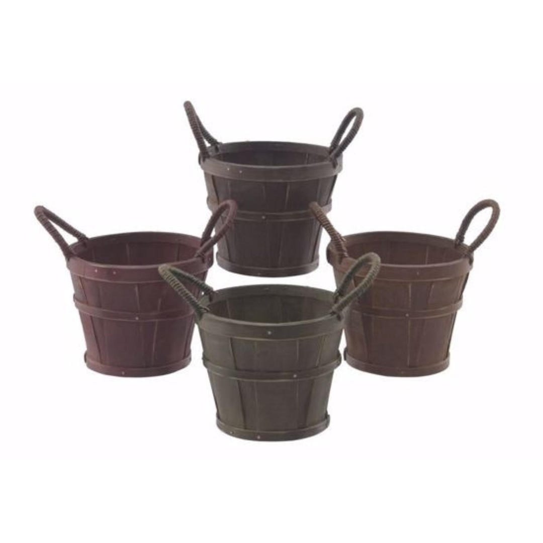 Split Wood Basket Planter– Light Brown, Dark Brown, Green, or Red ...