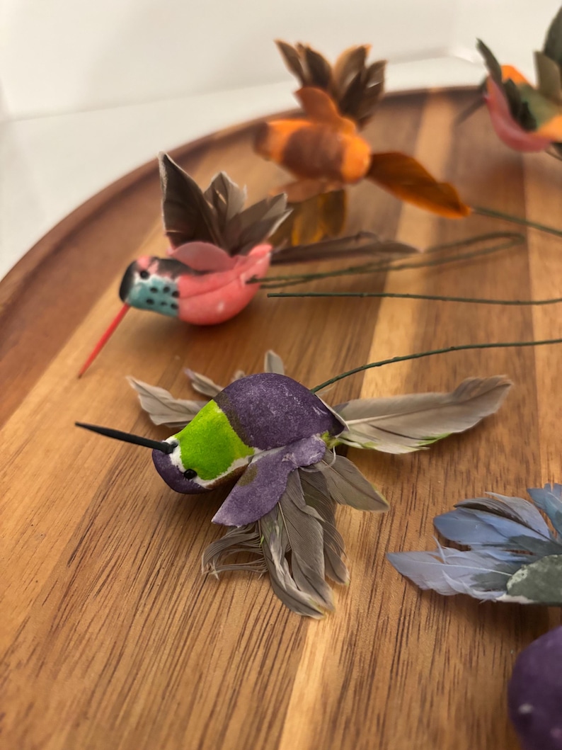 Spring Summer Natural Hummingbird Floral Picks - Set of 6 - Etsy