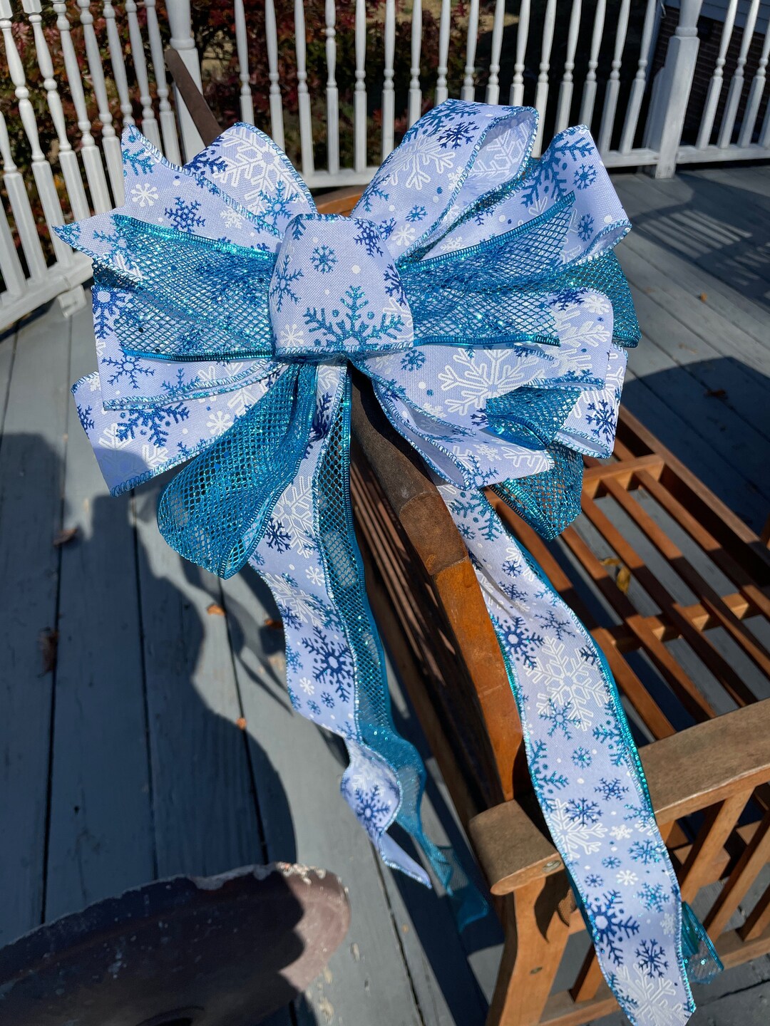 Large Blue and Aqua Snowflake Christmas Glittered White - Etsy