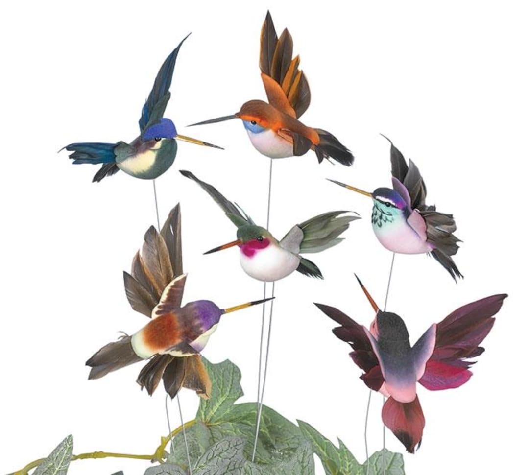 Spring Summer Natural Hummingbird Floral Picks - Set of 6 - Etsy