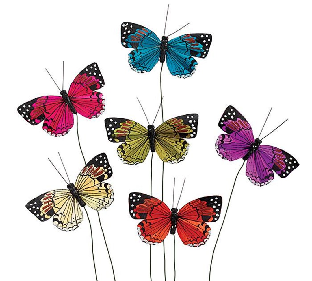Spring Summer Colorful Butterfly Floral Picks - Set of 6 - Etsy