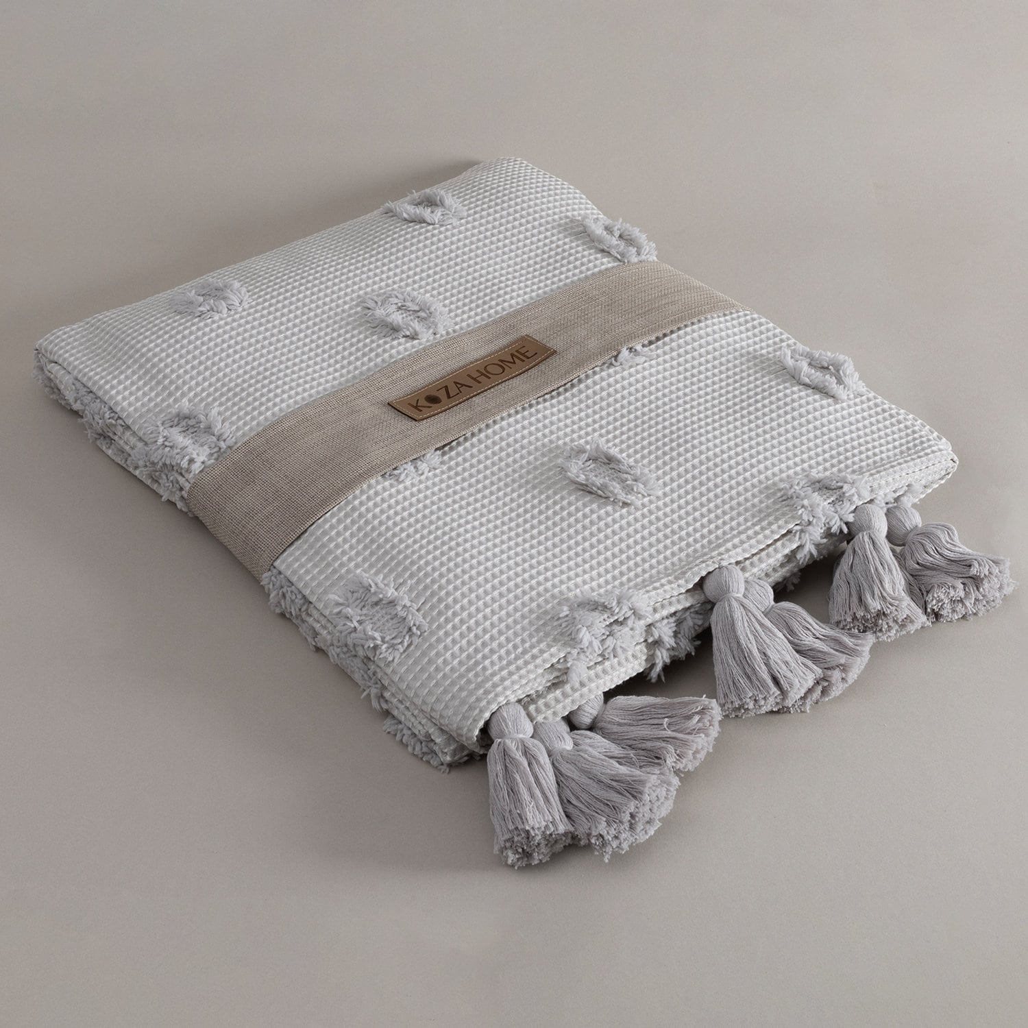 Wanda Gray Double Edge Tufted Pique 220x240, Cotton Pique Fabric, Bed ...