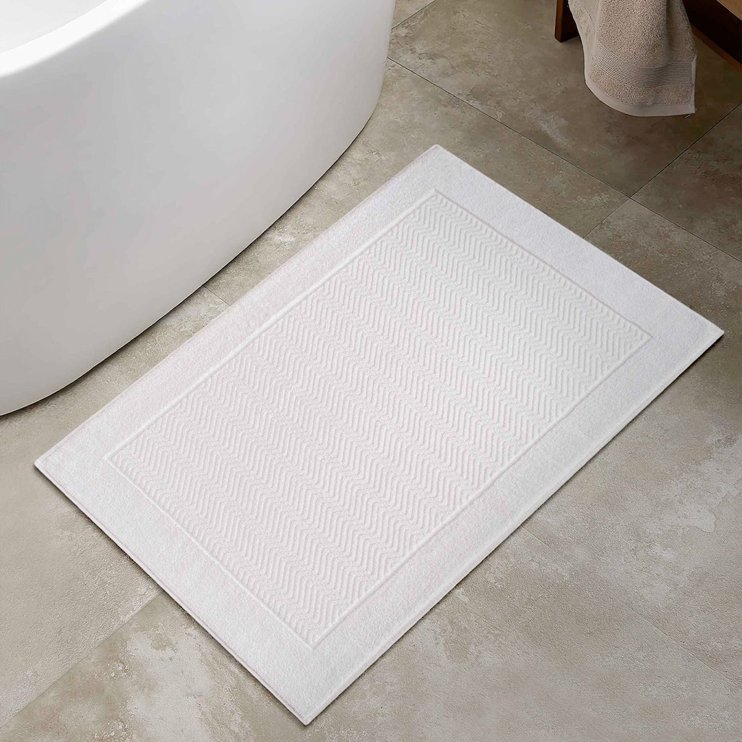 Tilos Jacquard Foot Towel White, Cotton Foot Fowel, Bath Foot Towel ...