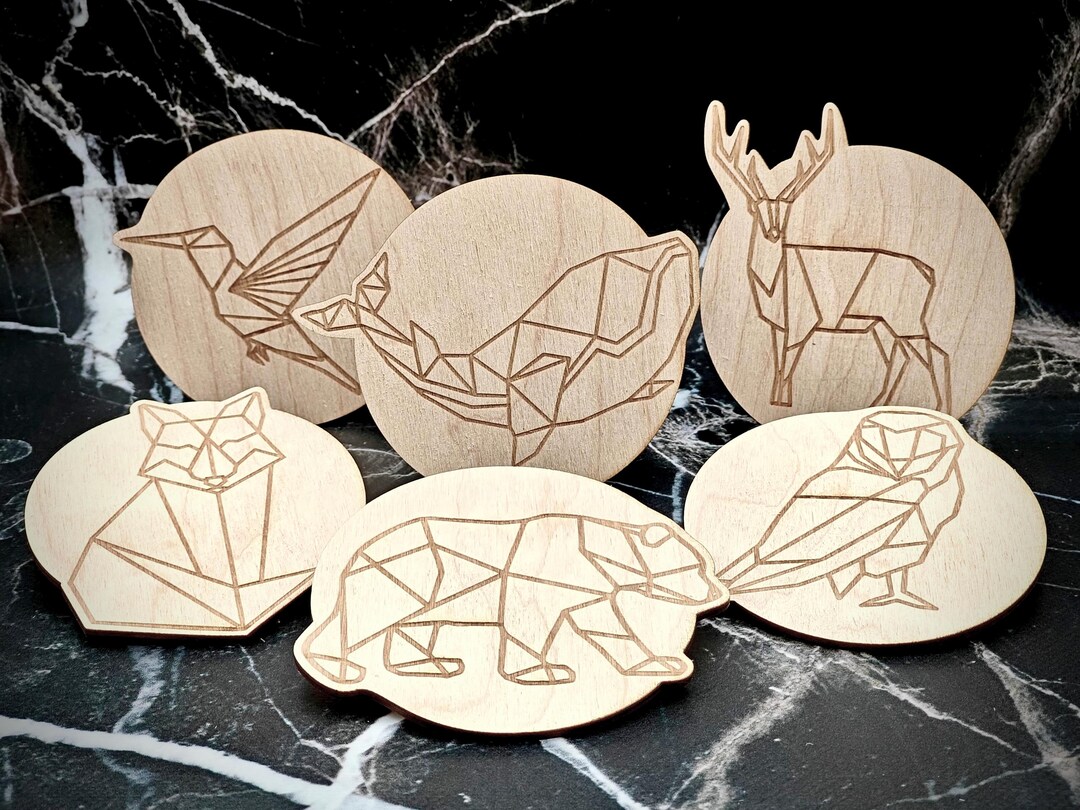 Cup Mat "animals 02-06", 3D Coaster, Patterned Wooden Animal Coasters ...