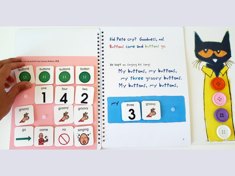 His Four Groovy Buttons Pete the Cat Adapted Children's Book Disability ...