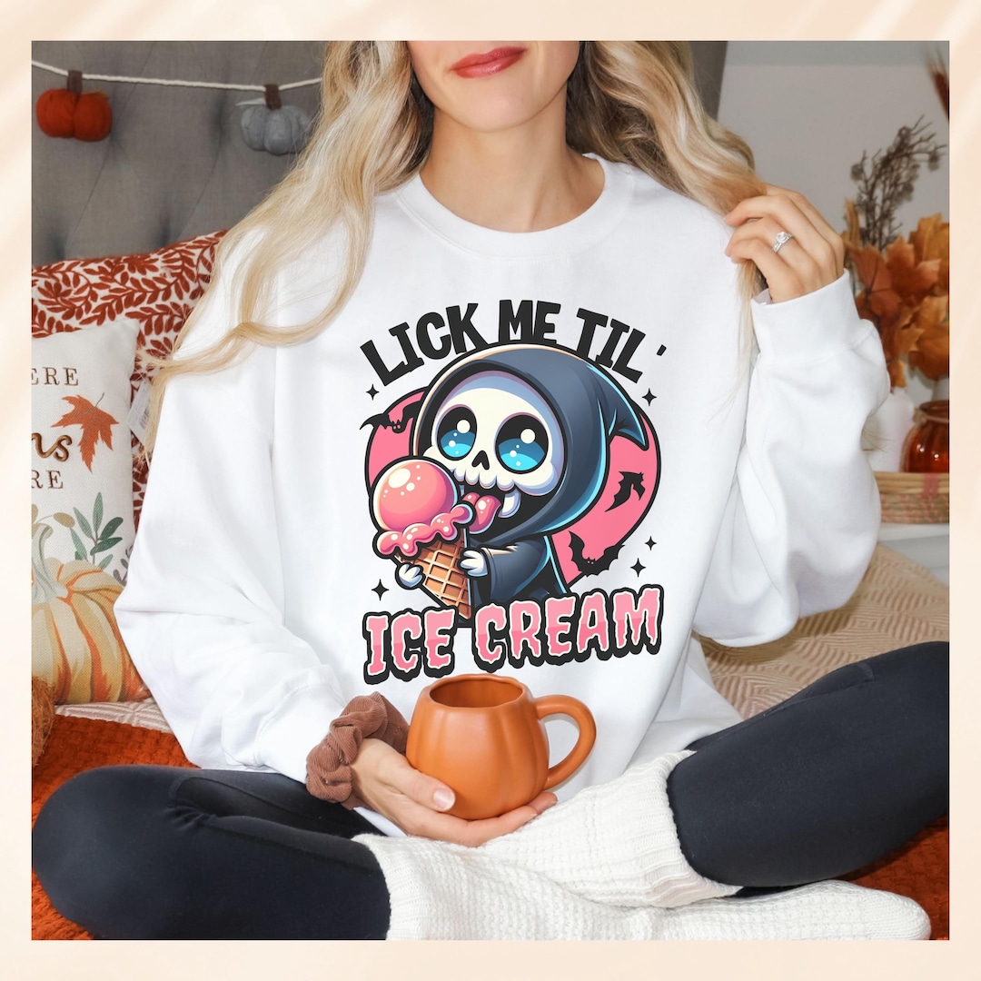 Cute Grim Reaper Adult Humor Ice Cream Comfort Colors® Sweatshirt ...