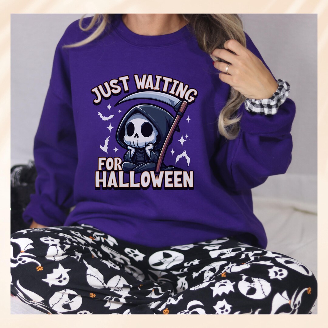 Cute Grim Reaper Waiting for Halloween Sweatshirt, Funny Grim Reaper ...