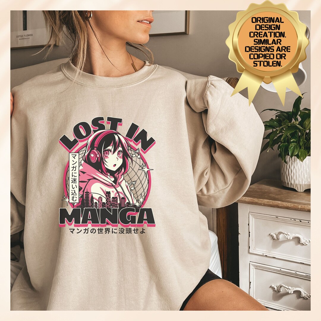 Anime Sweatshirt, Anime Lost in Manga Sweater for Woman, Anime ...