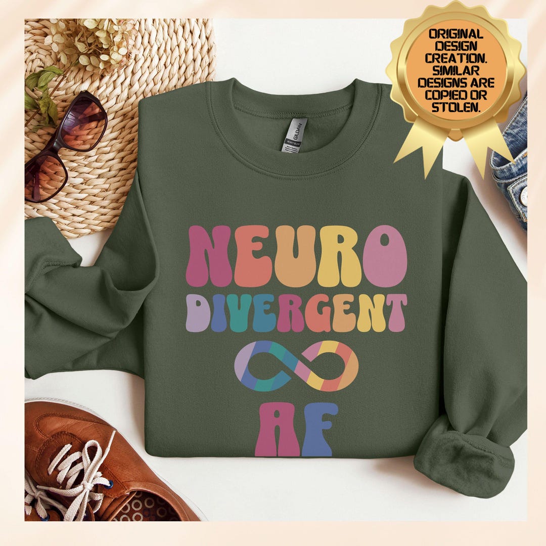 Neurodivergent AF Rainbow Infinity Symbol Sweatshirt, Colorful Autism ...