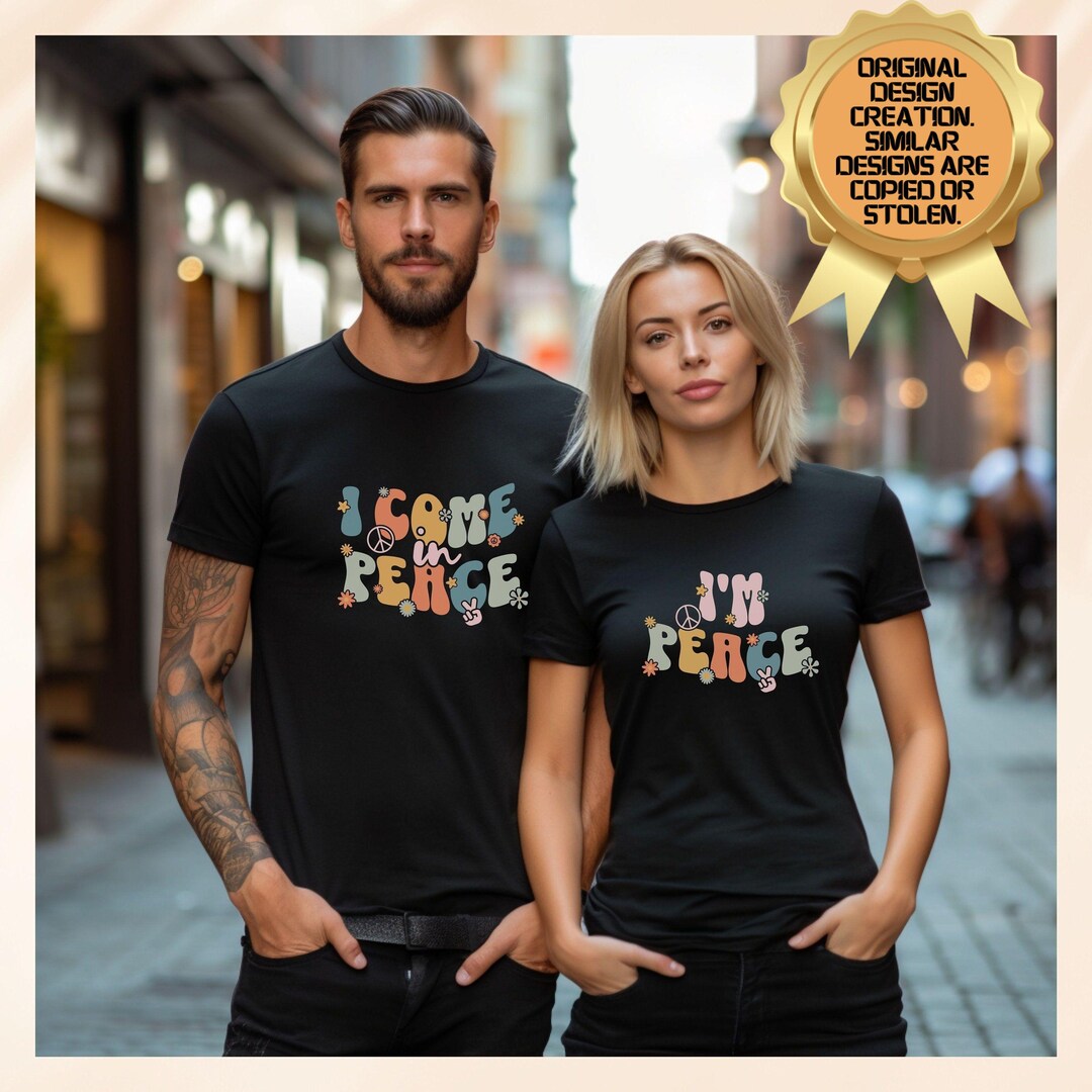 Retro I Come in Peace Couples Shirt, Retro Couples Matching Shirt ...