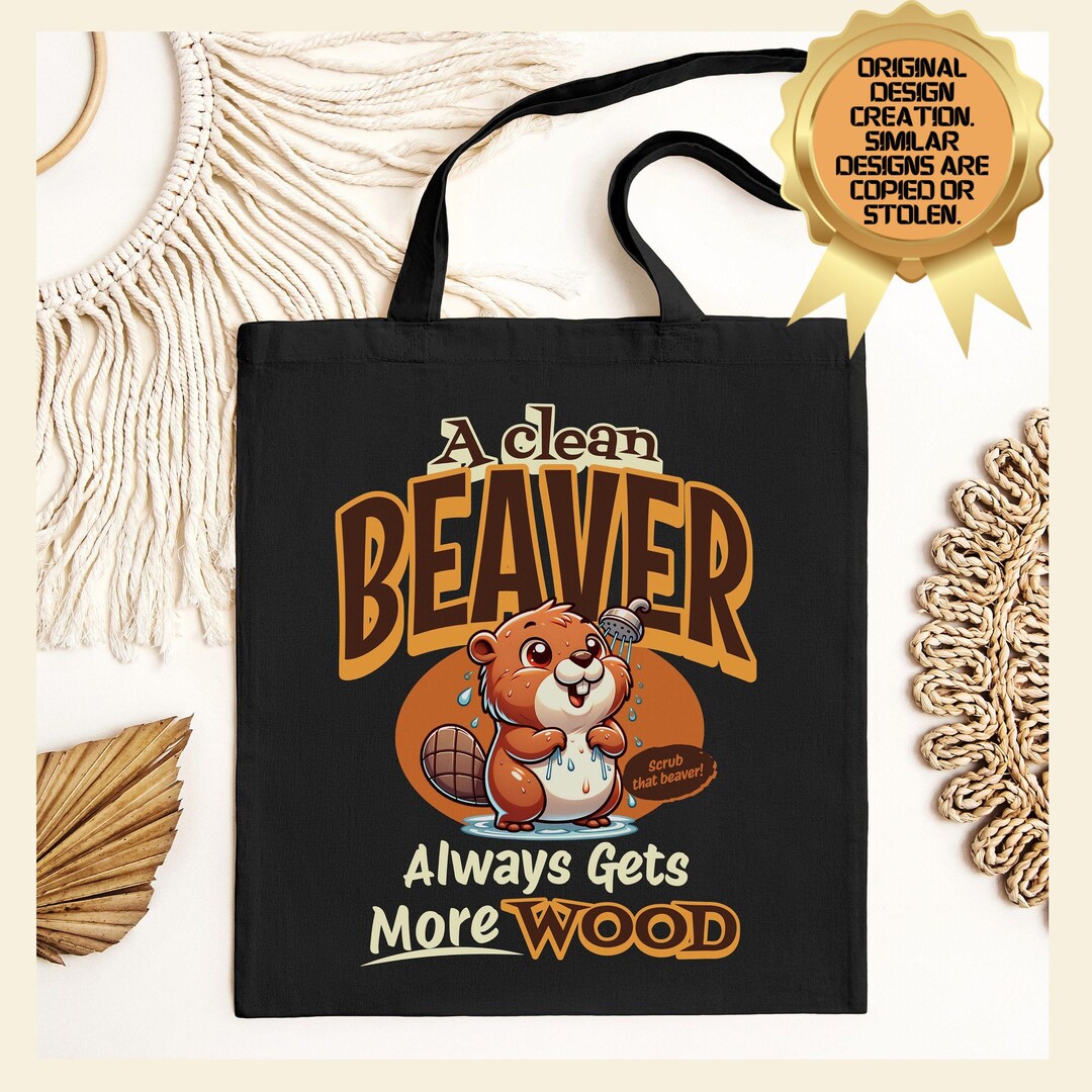 Adult Humor Clean Beaver Canvas Tote Bag, Funny Dirty Pun Bag ...