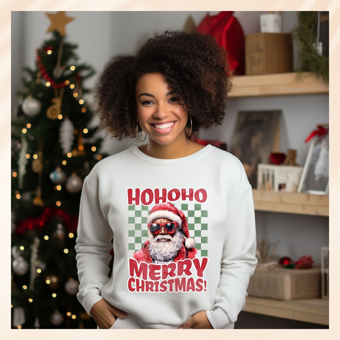 Retro African American Santa Ugly Christmas Sweater Funny - Etsy