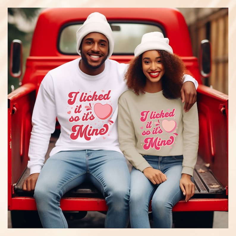 Custom I Licked It Adult Humor Matching Couple Sweatshirt, Raunchy ...