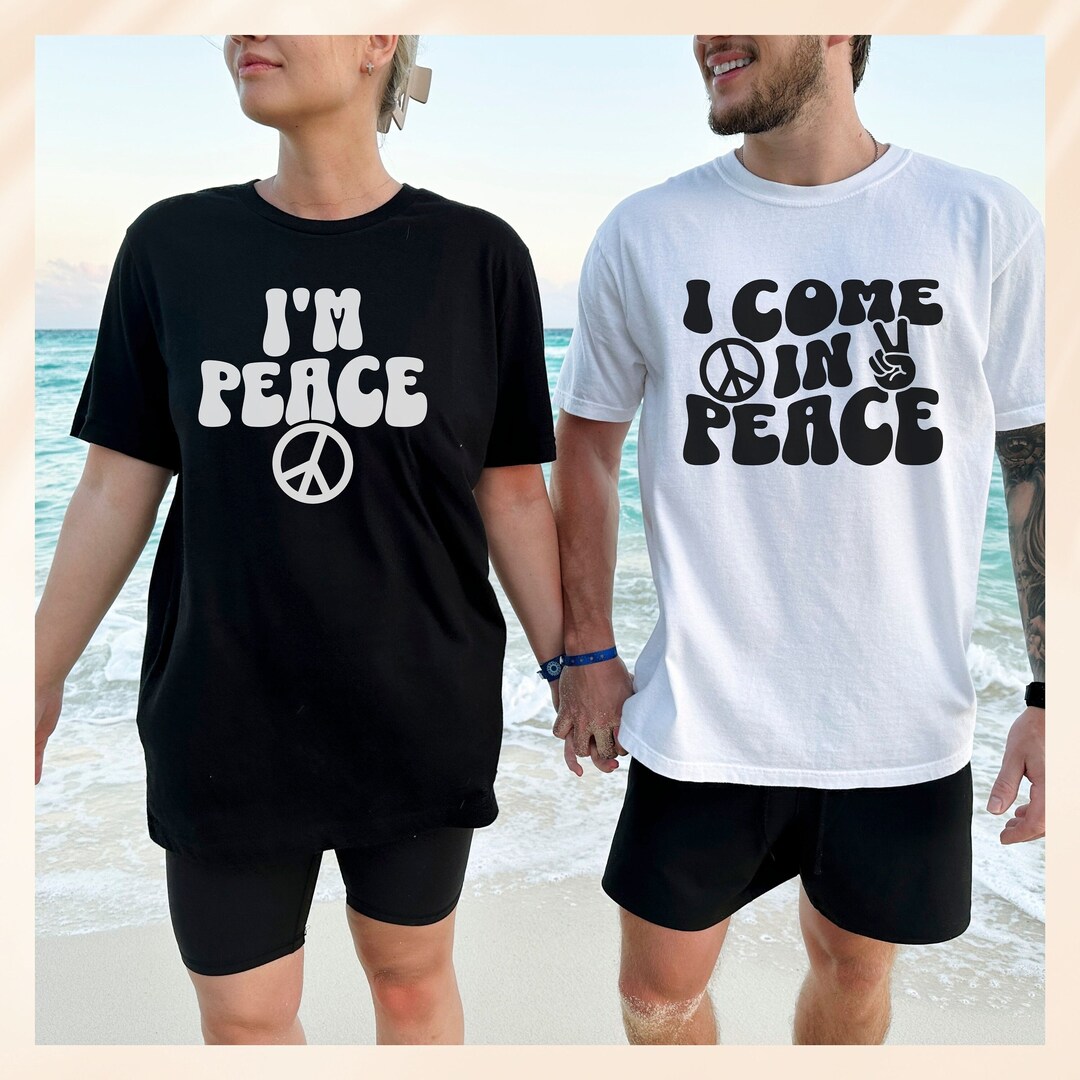 Retro Adult Humor Come in Peace Comfort Colors® Couples T-shirt ...
