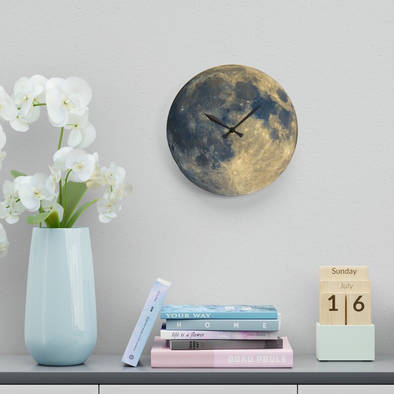 Sepia Full Moon Wall Clock, Unique Wall Clock, Decorative Round Moon ...
