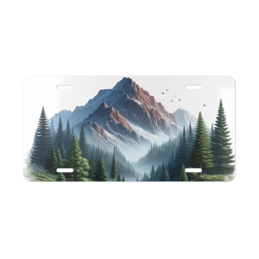 Mountain License Plate Frame, Mountains Vanity License Plate, Front ...