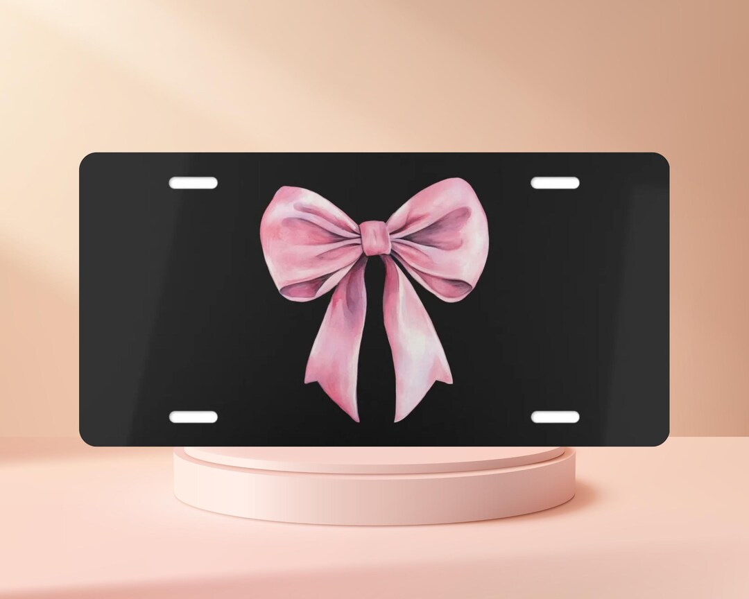 Coquette Bow License Plate, Pink Bow Front License Plate, Girly License ...