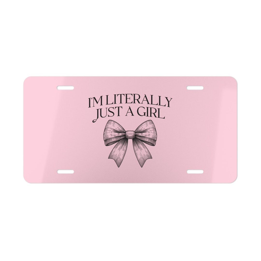 Girly License Plate, Pink Vanity License Plate, Bow Front License Plate ...