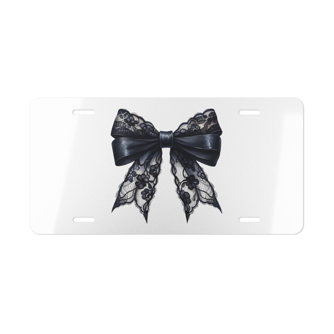 Dark Coquette License Plate, Black Bow Vanity License Plate, Bow Front ...