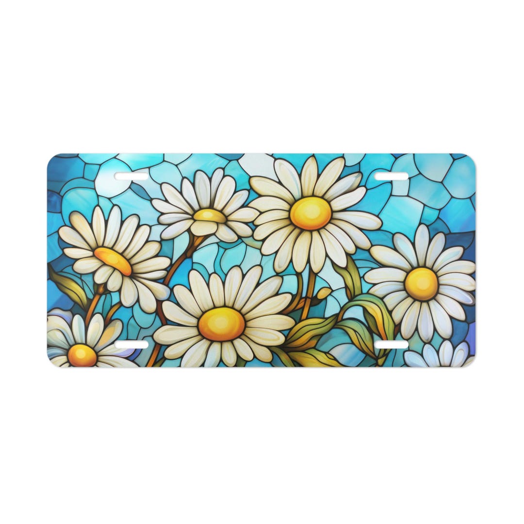 Daisy License Plate, Floral Vanity Plate, Flower Front License Plate ...
