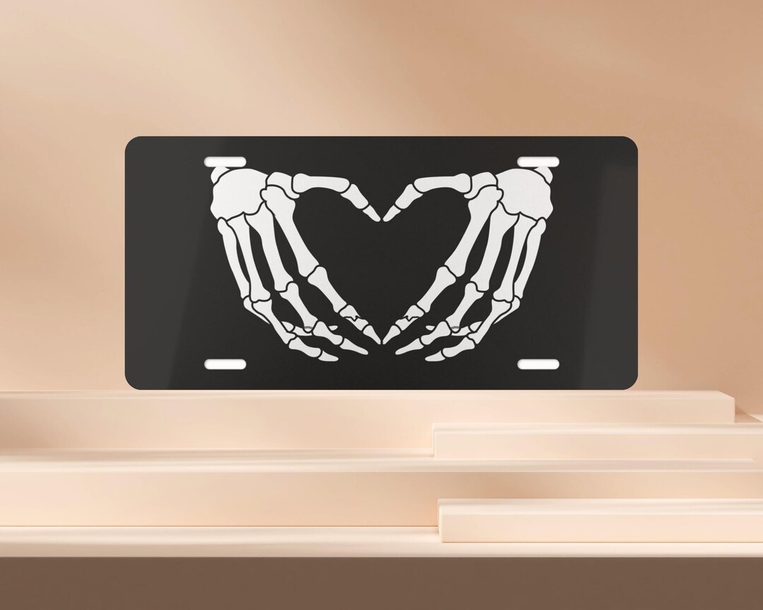 Skeleton Heart License Plate, Funny License Plate, Spooky Front License ...