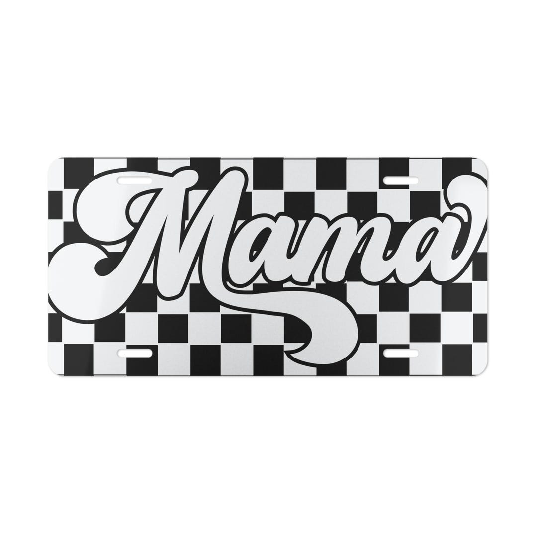 Checkered Mama Mom Front License Plate, Retro Car Tag - Etsy