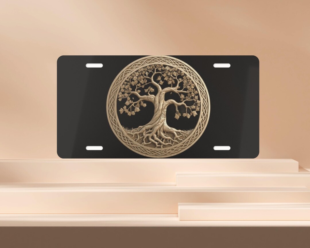 Celtic Tree of Life Vanity License Plate, Gold and Black Tree of Life ...