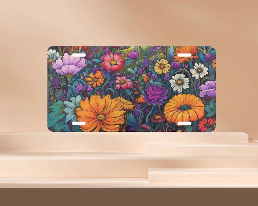 Wildflower Vanity License Plate Flower License Plate Front License ...
