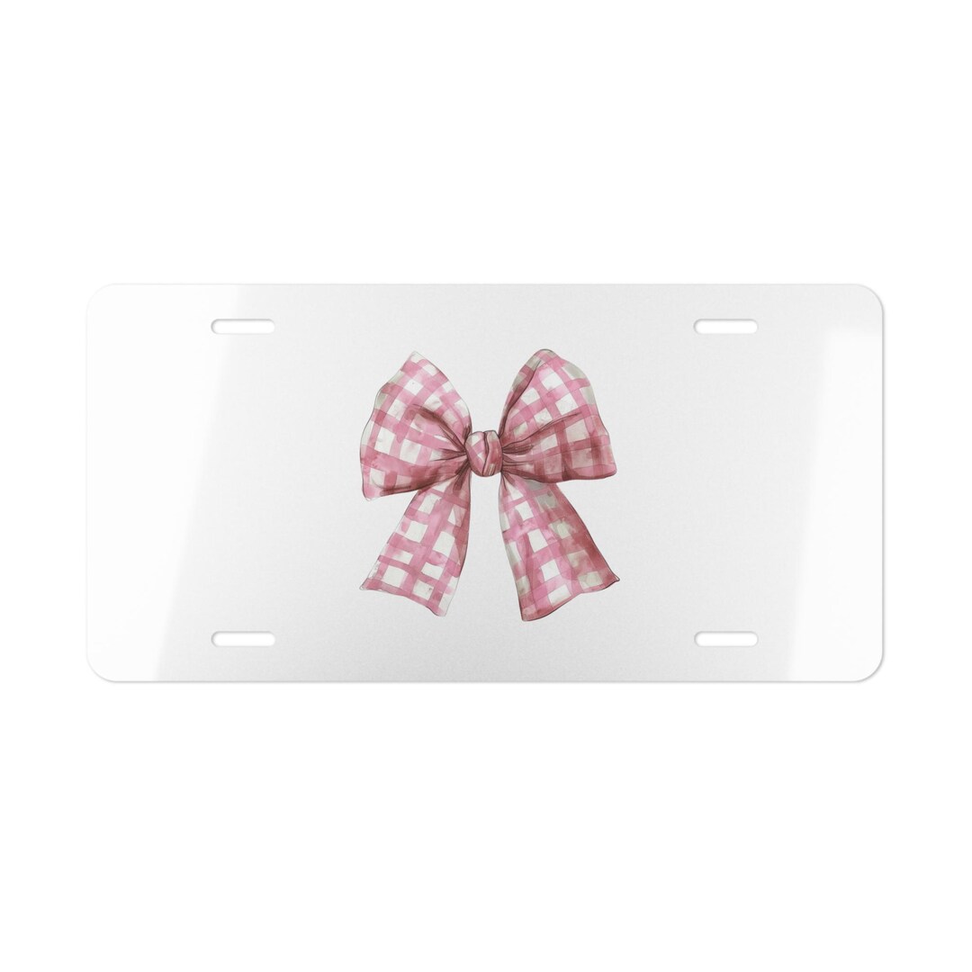 Girly License Plate, Pink Bow Front License Plate, Coquette Vanity ...