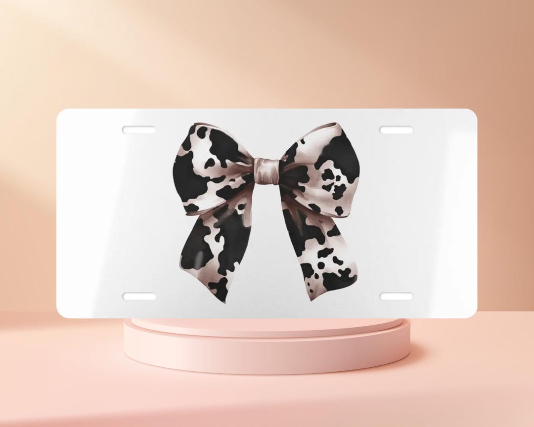 Western Coquette Bow License Plate Cow Print Vanity License Plate ...