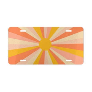 Retro Sunshine License Plate, Groovy Sunburst Car Tag - Etsy