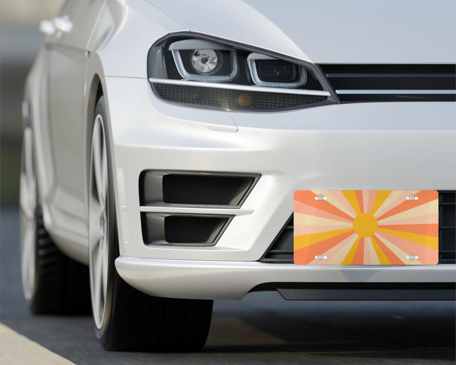 Retro Sunshine License Plate, Groovy Sunburst Car Tag - Etsy