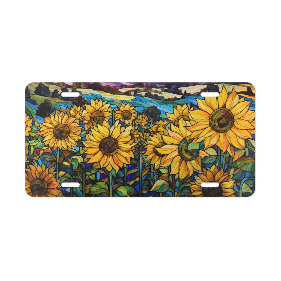 Sunflower License Plate, Sunflower Car Plate, Floral Vanity License ...