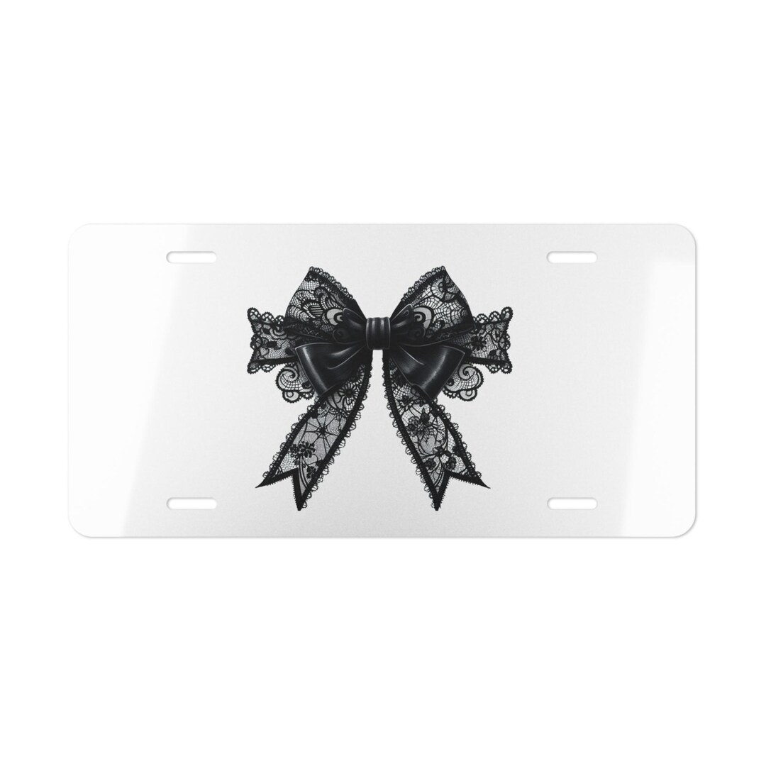 Dark Coquette License Plate, Black Bow Vanity License Plate, Bow Front ...